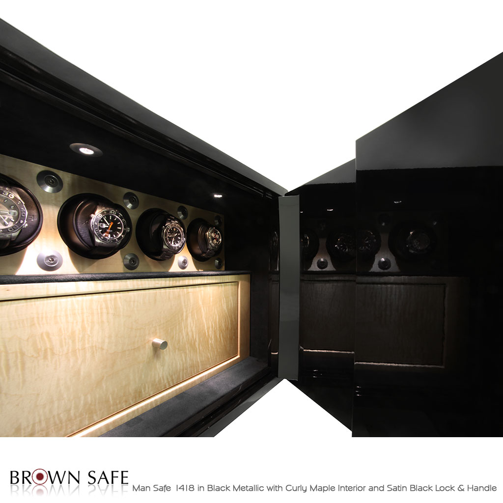 Watch Safe - Black and Maple Man Safe from BrownSafe.com